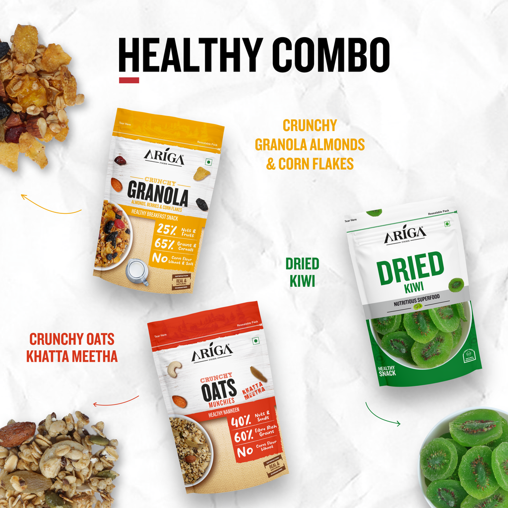Ariga Foods Granola Corn Flakes, Dried Kiwi & Oats Katta Meetha | Comb